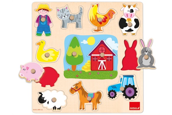 BrightKidz Educational Toys - Inset Farm Silhouettes Peg Puzzle